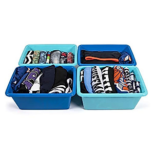 Humble Crew Small Plastic Storage Bins, Set of 4, Navy/Teal