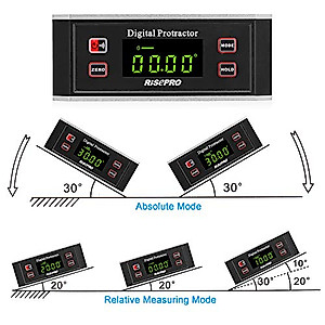 Inclinometer, RISEPRO® Digital Protractor Angle Finder Level Inclinometer Magnetic V-Groove 0~360 degree with Backlight 82413B