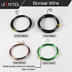 LEONTOOL Bonsai Tree Wire Aluminum Bonsai Training Wire 1mm/ 1.5 mm/ 2mm Bonsai Wire Cutter Flower Pot Hole Mesh Pad Bonsai Wire for Bonsai Trees Bonsai Wire and Bonsai Tool Kit