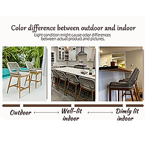 PURPLE LEAF Outdoor Counter Height Bar Stool Chair Set of 2 Modern Bar Stool Chairs Patio Metal Stools with Backrest and Arm, Cushions Included