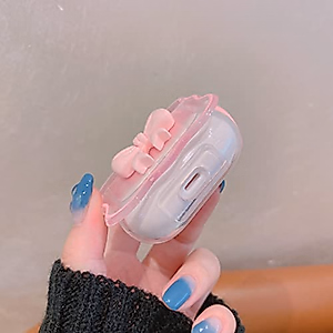 Airpod Pro Case Ponnky 3D Pink Bow Ties Cartoon Design Soft Silicone Skin Keychain Ring for Girls Boys Teens Pretty Airpods Pro - Pink Bowtie