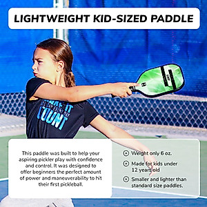 Helium Element Pickleball Family 4-Pack - 2 Child-Size & 2 Adult-Size Paddles, Lightweight Pickleball Set with Honeycomb Core, Graphite Strike Face, 4 Pickleballs & Convenient Drawstring Bag