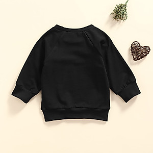 wdehow Newborn Toddler Baby Boys Girls Pullover Long Sleeve Babe Letters Print Sweatshirt Sweater Tops Fall Winter Clothes (Black, 0-6 Months)