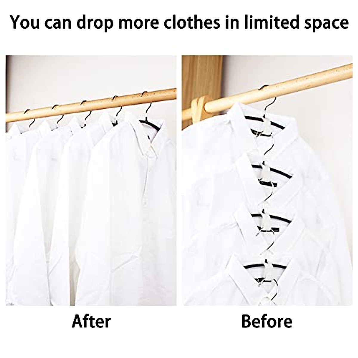 maxin 60 Hanger Connector Hooks, Hanger Extension, Closet Organizer, Space Saving Mini Closet Hanger Organizer (White)