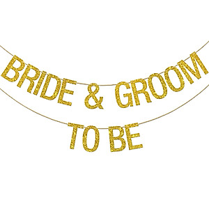 Ambishi Bride and Groom To Be Bachelorette Party Banner Bride and Groom for Wedding Bridal Shower Party Decorations (Gold Glitter)
