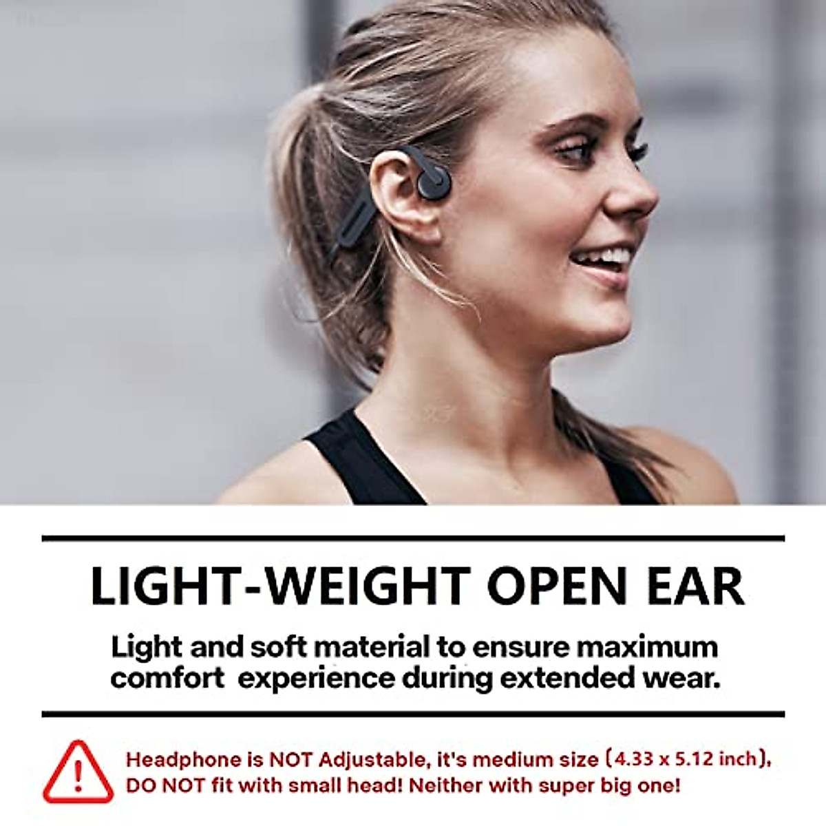 RELAXYO Bone Conduction Headphones, Open Ear Wireless Earphones BT 5.0 Headset, with Up to 8 Hours Playtime Built-in Mic IP56 Sweatproof, for Running Hiking Cycling and Workouts(Black)…