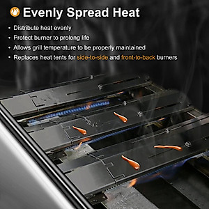 Criditpid Universal Adjustable Porcelain Steel Heat Plates, Heat Tent, Flavorizer Bar, Burner Cover, Flame Tamer for Brinkmann, Charbroil, Nexgrill, Backyard, Extend from 11.75 to 21 Inch, 5-Pack