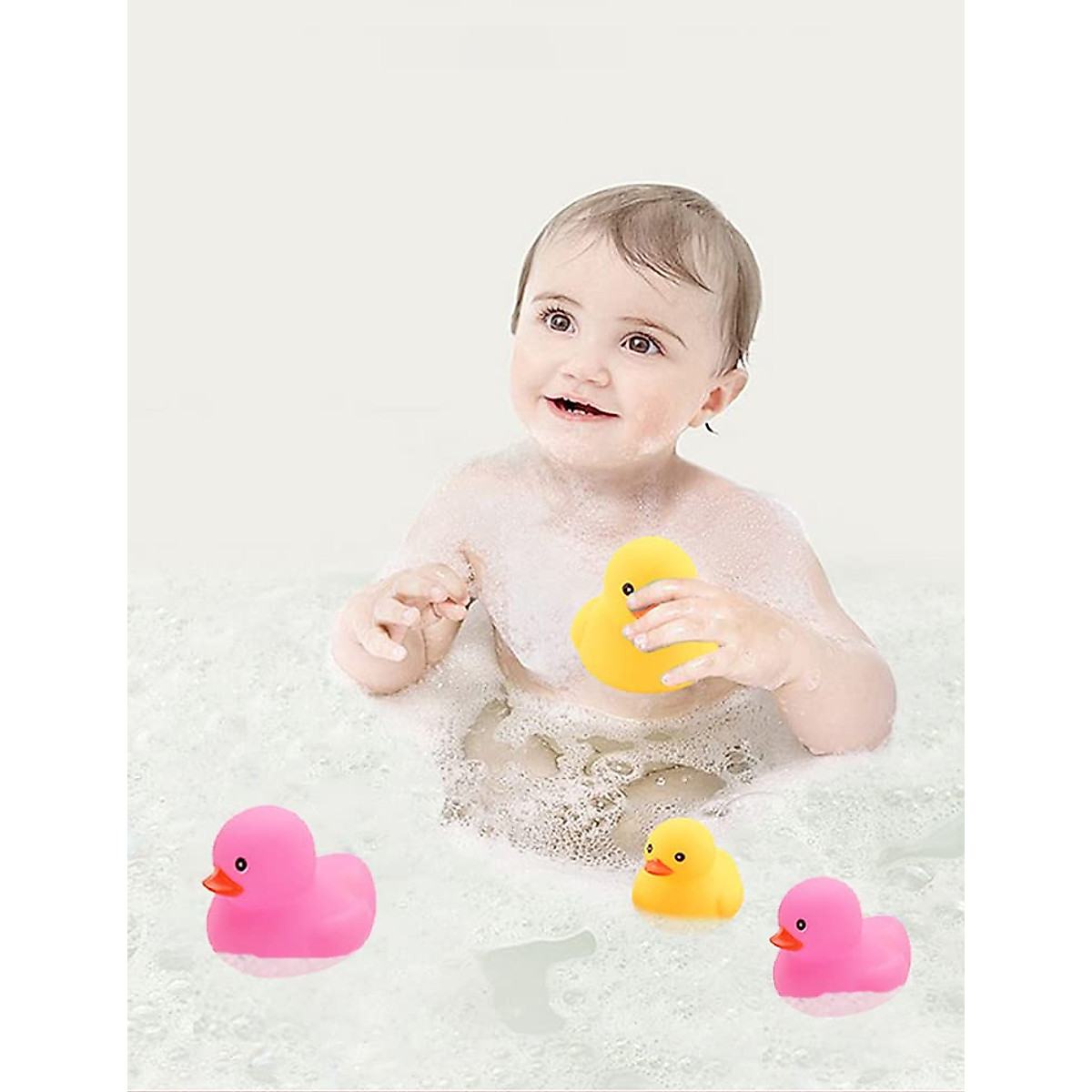 16PCS Pink Rubber Duck Kids Bath Duck Toys ,Squeak Rubber Ducks in Bulk Valentine's Day Rubber Ducks Baby Shower Duck Decorations Party Favors (2.2’’)
