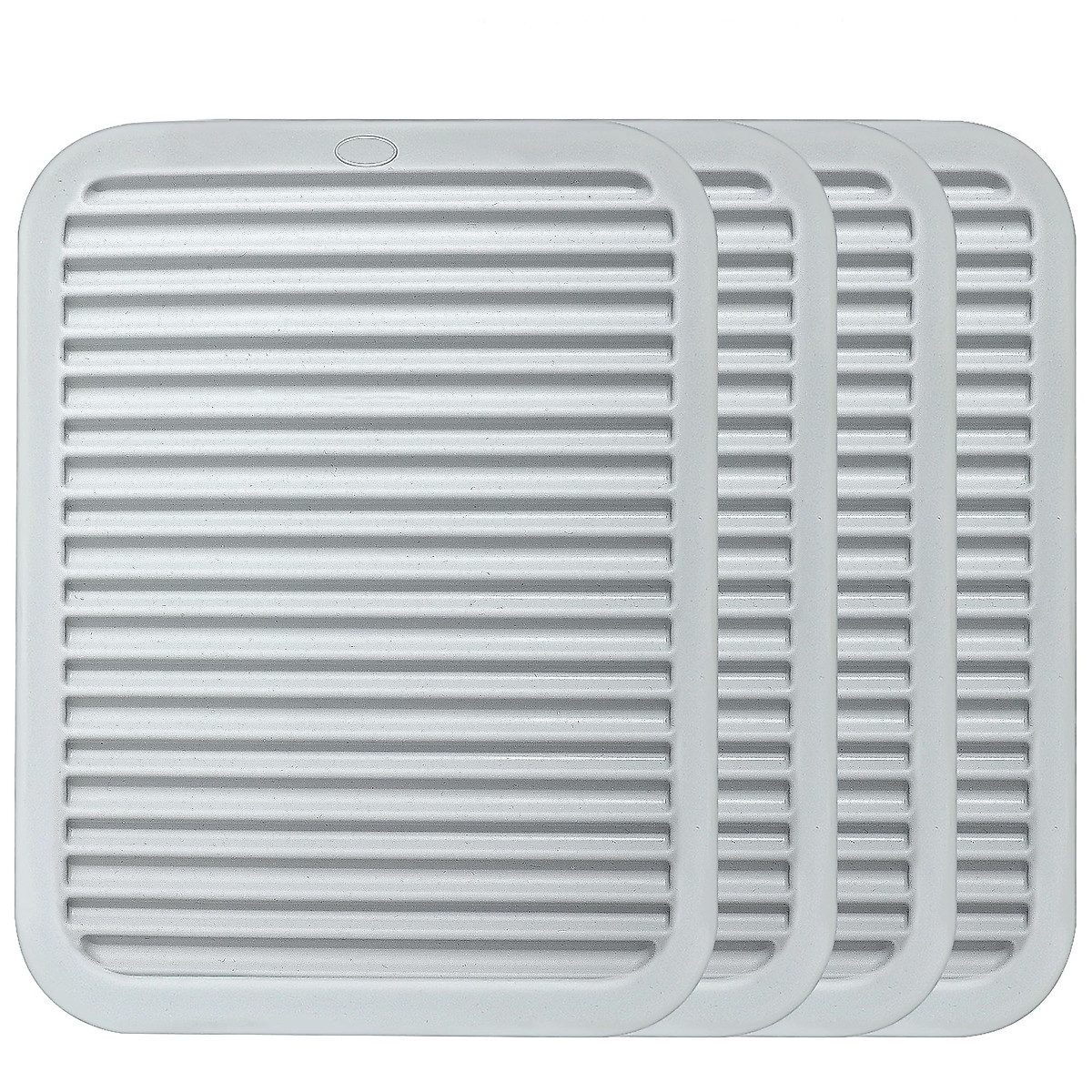 TOPULORS 3 PCS Silicone Trivets for Hot Pots and Pans 9"x12" Heat Resistant Mat Hot Pads for Kitchen Quartz Countertops - Dish Drying Mat Non-Slip Potholders Pot Holders Trivets for Hot Dishes - Gray