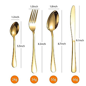 LOOKATHOT Superior 1810 Silverware Set, 24-Piece Stainless Steel Flatware Set Service for 6,Tableware Cutlery Set for Home and Restaurant, Mirror Polish, Dishwasher Safe
