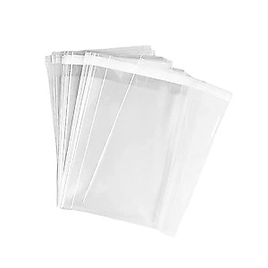 UUYYEO 100 Pcs Clear Plastic Cello Bags - Sealable, Transparent, Resealable, Self-Sealing, 5 x 7in