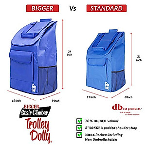 dbest products Stair Climber Bigger Trolley Dolly, Blue Shopping Grocery Foldable Cart Condo Apartment