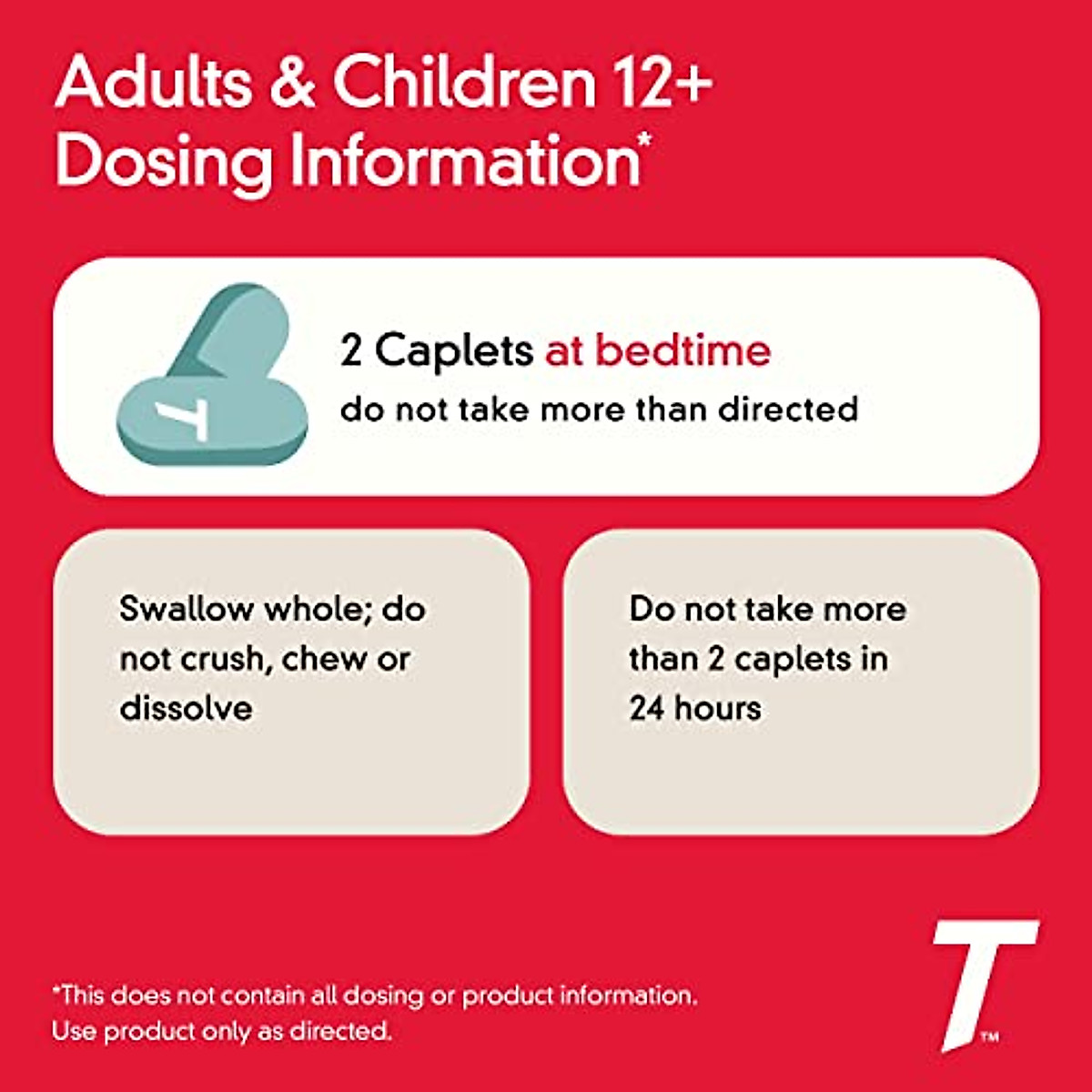 Tylenol PM Extra Strength Nighttime Pain Reliever Sleep Aid Caplets, 500 mg Acetaminophen, 25 mg Diphenhydramine HCl, Relief for Nighttime Aches & Pains, Travel Size, 2 Packs of 2 Caplets