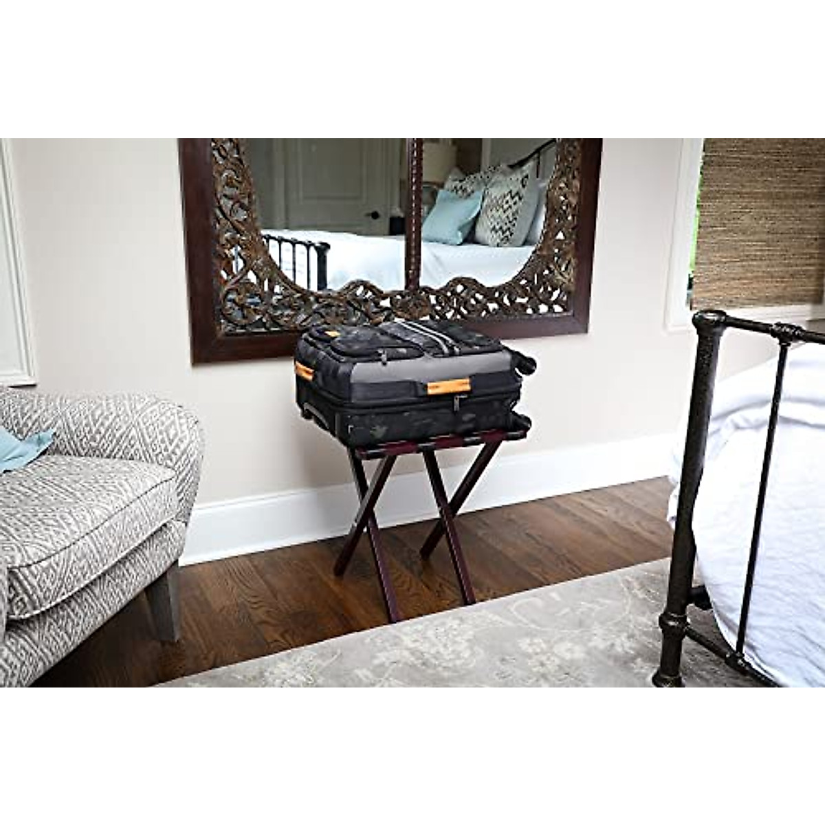 Wholesale Hotel Products Compact Metal Luggage Rack, Brown Powder Coat Finish, No Assembly Required