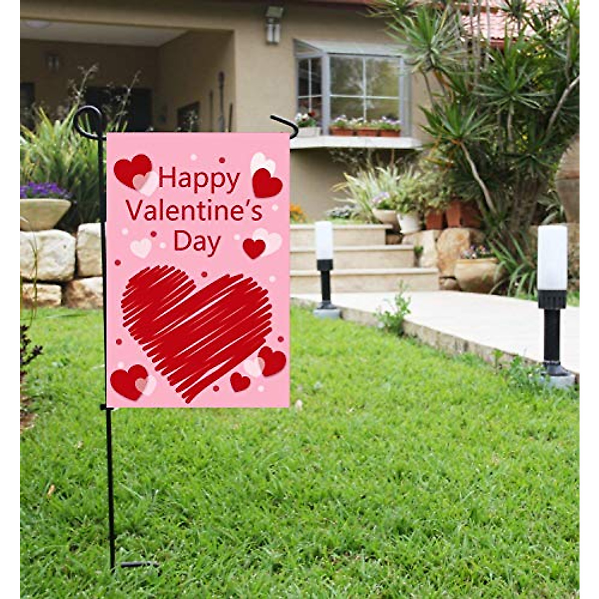 Happy Valentine Garden Flag Double Sided 12 X 18 Inch, Valentines Day Decorations for Garden Valentines Day Party Supplies