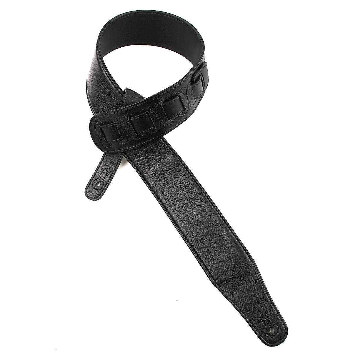 Walker & Williams CVG-WL-R Hand Carved Brick Red & Brown Howling Timber Wolf On Black Leather Guitar Strap For Acoustic, Electric, And Bass Guitars