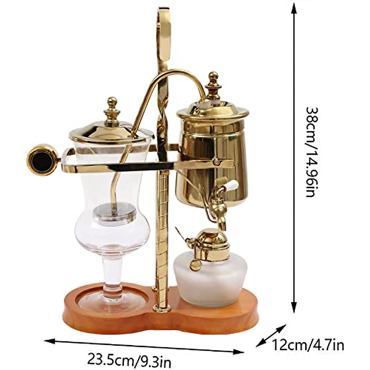 BEYANEE Belgian/Belgium Balance Siphon Coffee Maker,Family Syphon Coffee Maker,Elegant Double Ridged Fulcrum with Tee Handle,Elegant Design Retro-Style - Classic Gold…