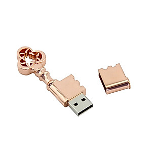 Fashion Cool Metal 32GB USB 2.0 Flash Drive Rose Gold Key Shape Pen Drive Keychain Thumb Drive Memory Stick Gift