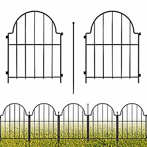 Samamixx Decorative Garden Fence, 10 Pack No Dig Fencing 10.83ft(L) × 22in(H) Animal Barrier Border for Dog Rabbit Pet, Metal Garden Edging Fence Panels with No-Dig Stakes for Outdoor Yard Patio Lawn