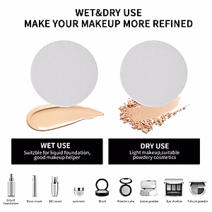 Molain Round Sponge Puff Set 12 Pieces 2.2 Inch White Facial Powder Blender Puffs Foam Sponges Applicator For Liquid Foundation Makeup Cosmetic, Facial Cleanser