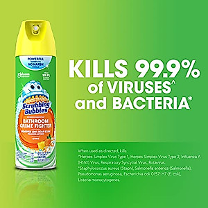 Scrubbing Bubbles Bathroom and Shower Cleaner Aerosol, Foaming Action Bathroom Grime Fighter, Citrus Scent, 20oz (Pack of 1)