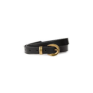 Madewell Women's Chunky Buckle Skinny Leather Belt, True Black, S