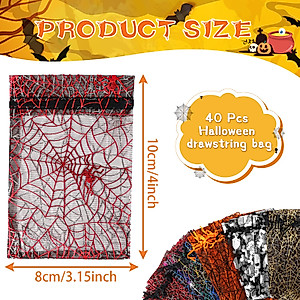 DTOFOOT Halloween Organza Bags, Black Mesh Drawstring Goodie Bags Halloween Candy Treat Bags for Kids Tick or Treat Small Gift Bags for Halloween Party Favors (40 Pcs)