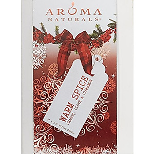 Aroma Naturals Holiday Orange, Clove and Cinnamon Essential Oil Scented Pillar Candle, Warm Spice, 3 inch x 3.5 inch