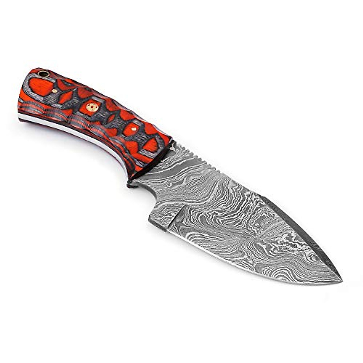 Markhor knives Damascus Custom Handmade Hunting Knife Tactical Knife 8.0 Inches Survival Knife Exotic Handle Made of Red and Black Pakkawood with Premium Leather Sheath MK- 5002 (Red)