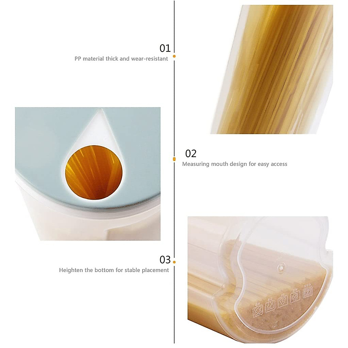 FSHAN Kitchen Jars 2L Tall Clear Spaghetti Pasta Storage Container with Adjustable Lid Plastic Kitchen Food Storage Jar Kitchen Storage Containers Useful Container Set (Color : 1pcs B)