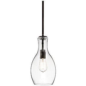 Kichler Everly 13.75" 1 Light Hour Glass Pendant Clear Glass Olde Bronze®
