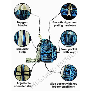 Generic Eco Friendly Set Of Mini Backpack + Pen case Coin Purse Hemp University Light Weight For Girl (Blue), Small