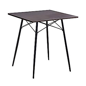 Pilaster Designs Indoor Home Decorative Furniture Valley 3 Piece Dining Set, Black Metal Frames & Walnut Wood Top, 27.5" Square, Modern (Table & 2 Oval Back Chairs)