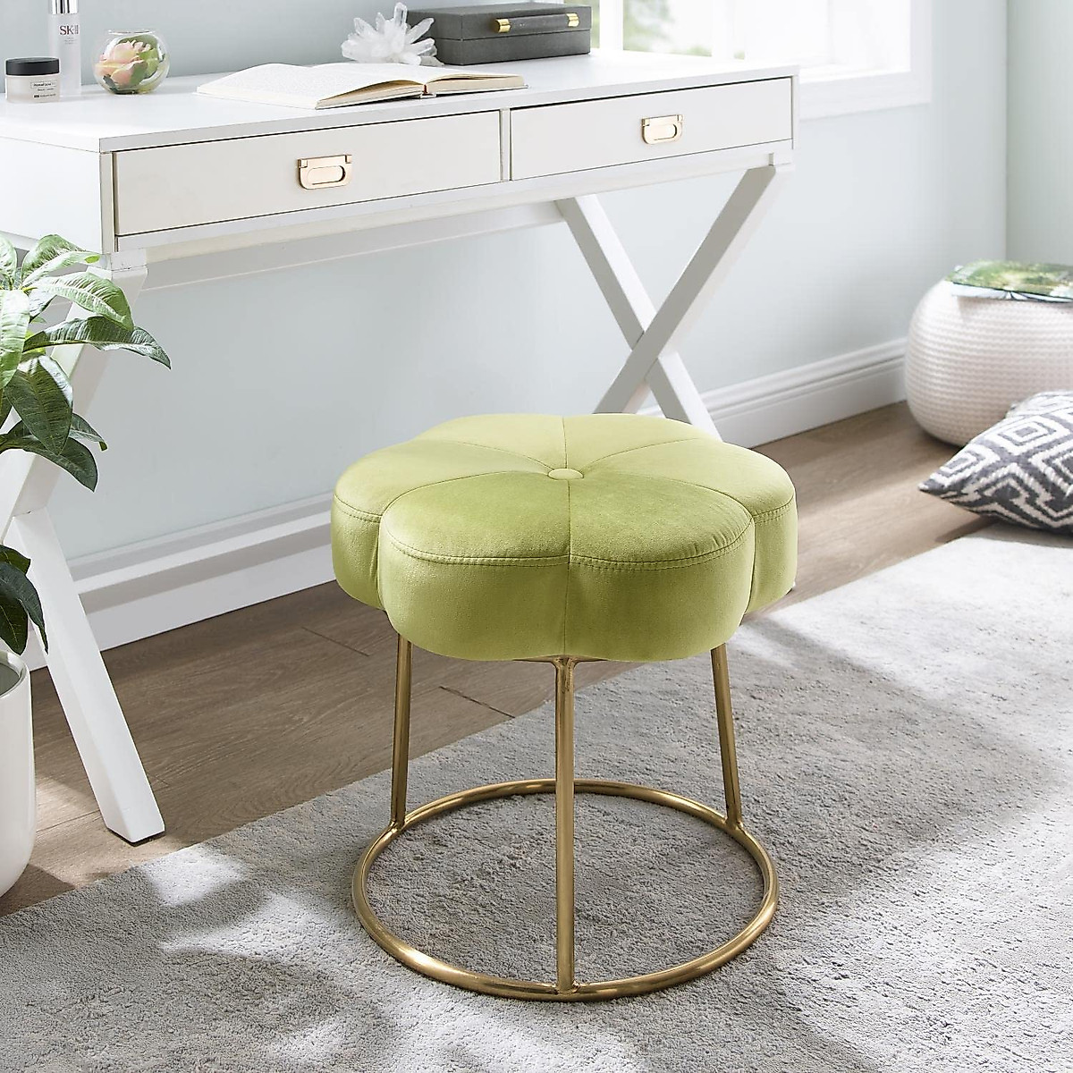 Linon Seraphina Accent Vanity Stool, Green