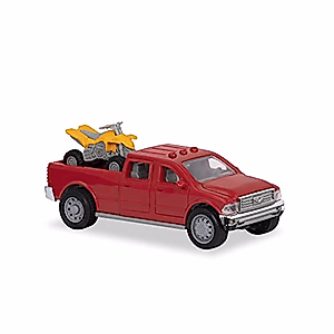 Driven by Battat — Red Pickup Truck & ATV – 1:24 Scale – Small Toy Truck with Lights, Sounds & More for Boys & Girls Age 3+
