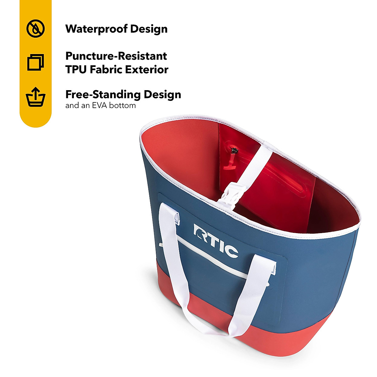RTIC Ultra-Tough Tote Bag, Waterproof for Beach, Pool, Towel, Grocery, Shopping, Camping, Picnic, Travel, Boat, Heavy-Duty, Puncture Resistant, Small, Patriot