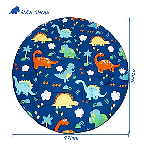 UOMNY Baby Rug Dinosaur Infant Floor Playmat Tummy Time Mat Area Rug Non Slip Baby Round Play Pad Crawling Mat Game Blanket for Children Toddlers Bedroom 47 inch