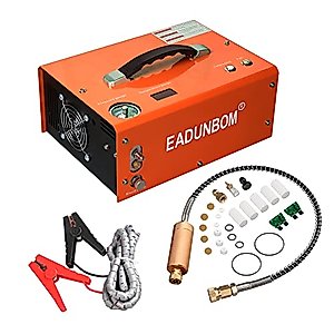 EADUNBOM PCP Air Compressor 4500Psi/30Mpa Built-in Power Adapter(AC 110V/220V or DC 12V) Set-pressure Auto-Stop Oil/Water-Free HPA Compressor for PCP Air Rifle Air Pistol Paintball Gun Scuba Tank