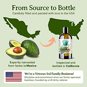 Bella Terra Oils - Avocado Oil 16 oz - Harness The Nutrient Power of Pure Avocado, High in Antioxidants & Omega-3, Luxurious Carrier Oil Experience
