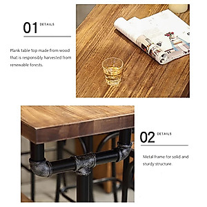 SUSUO Wood Top & Water Pipe Frame Counter Table Industrial 42-inch Height Table Bar Table, Farmhouse Dining Room Kitchen Furniture for Home Decor, 78.7" L x 19.7" W x 41.3" H