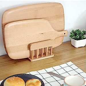 ZEESOON Beach Wooden Dual Cutting Board Rack Chopping Board Organizer Stand Holder Kitchen, Cutting Boards for Kitchen with Holder, Pantry Organization, Kitchen Cabinet Organizer