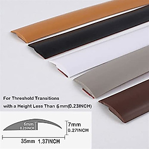 3.2FT Floor Transition Strip Self Adhesive, Transition Door Strip, Carpet & Floor Edging Trim Strip PVC Carpet Trim Suitable for Threshold Transitions with a Height 0.15~0.23Inch (4~6mm) (Color : Bla