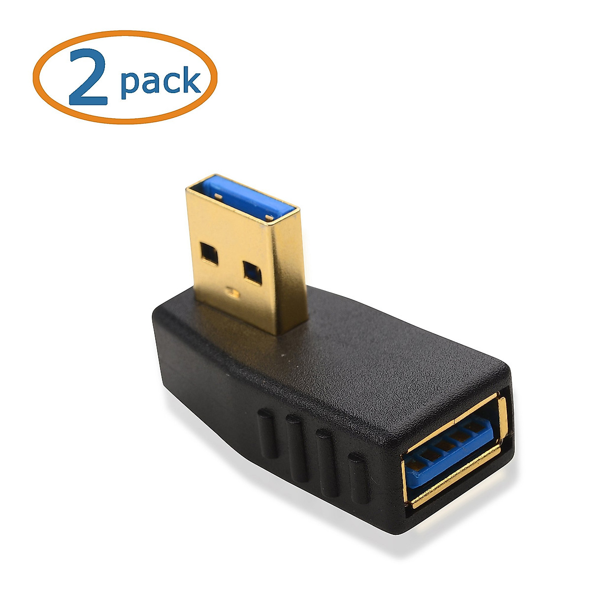 Cable Matters 2-Pack 90 Degree Right Angle USB Adapter Gender Changer