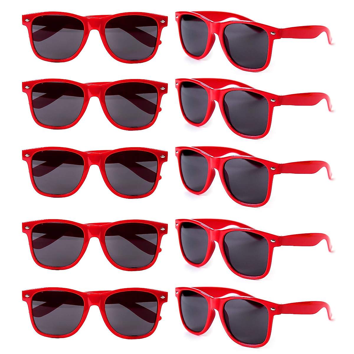 JULYGLASS Adult Party Sunglasses Bulk Square Sunglasses Red Sunglasses Party Favors 10 Pack Retro Party Glasses