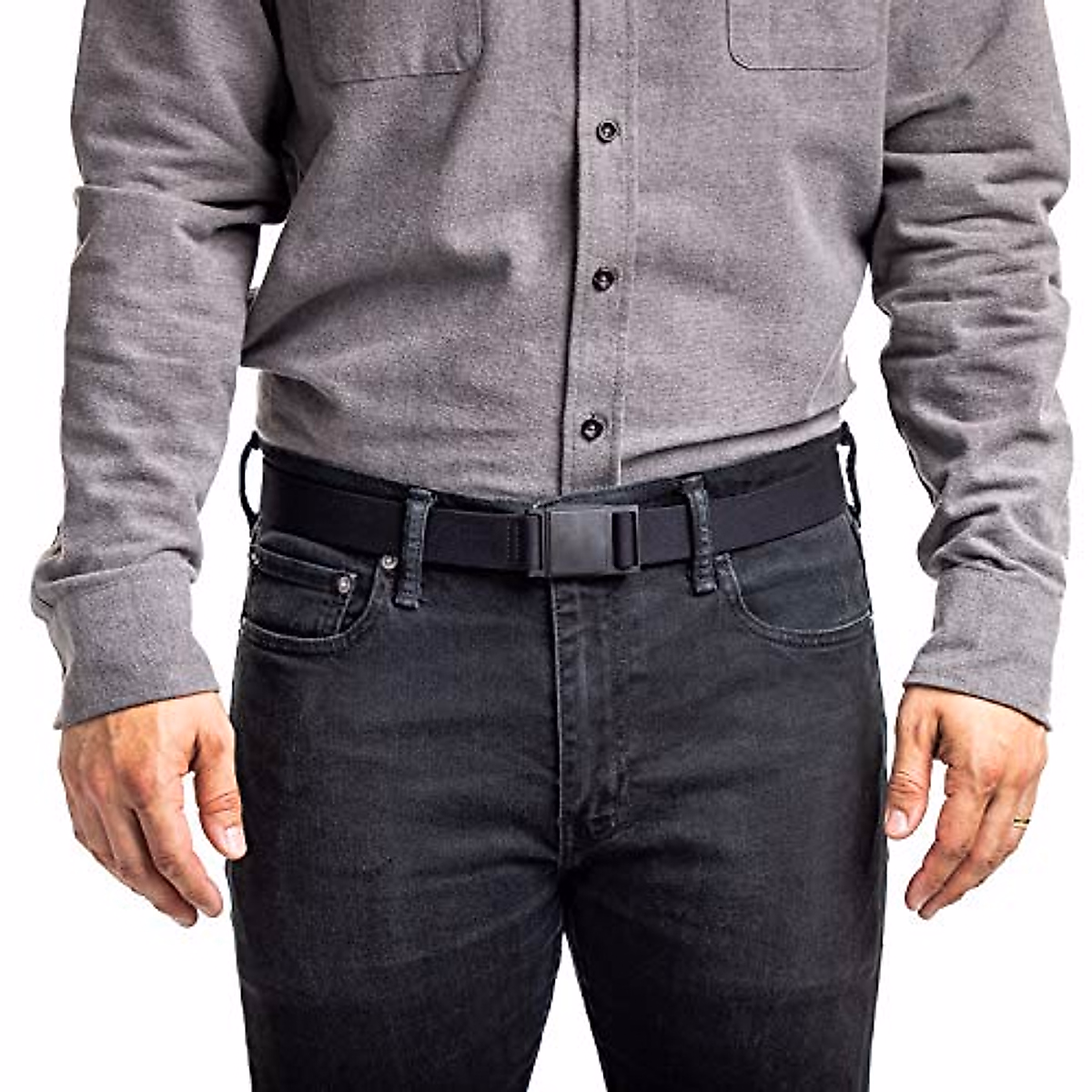 FLYT Solo Belt - Minimalist Web Nylon Belt with Quick-Release Magnetic Plastic Buckle, TSA Friendly