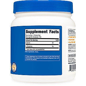 Nutricost L-Glutamine Powder (500 Grams) Unflavored - Gluten Free & Non-GMO, 100 Servings