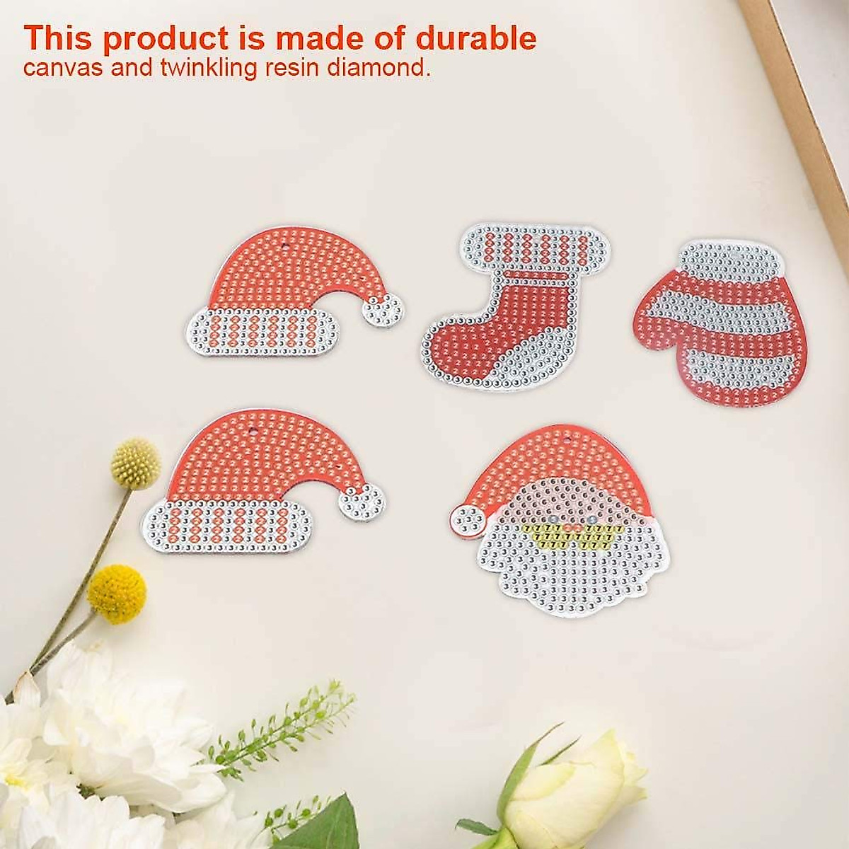 Hztyyier Diamond Painting Enfant 5 Ans 5Pcs 5D DiyPainting Christmas Keychain/Necklace Sticker Kits DIY Art Craft Kits for Kids and Adult