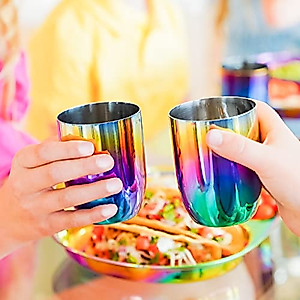 Ahimsa Stainless Steel Concious Cup | 8 Ounce Cup | Toddler Dishware | No Plastic | 100% BPA Free | Dishwasher Safe (Rainbow)