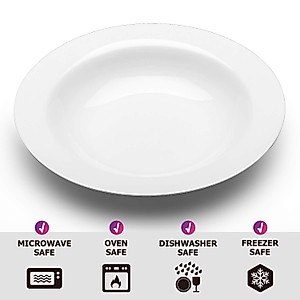 Y YHY Soup Bowls, Pasta Bowls Set of 4, White Salad Bowls and Plates, 20 Ounces Porcelain Wide Rim Bowls, Microwave and Dishwasher Safe, Christmas Gift