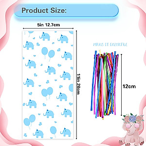 COQOFA 100 Pcs 5"X11" Gift Wrap Cello Cellophane Treat Bags Party Favor bags Clear Candy Cookie Bags Plastic Poly Goodie Storage Bags with Twist Ties for Baby Shower, Birthday, Wedding ,Party
